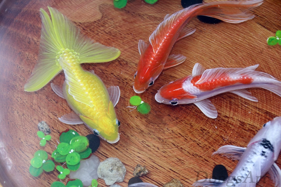 Koi fish 3D goldfish Decor fish painting 3D resin painting | Etsy