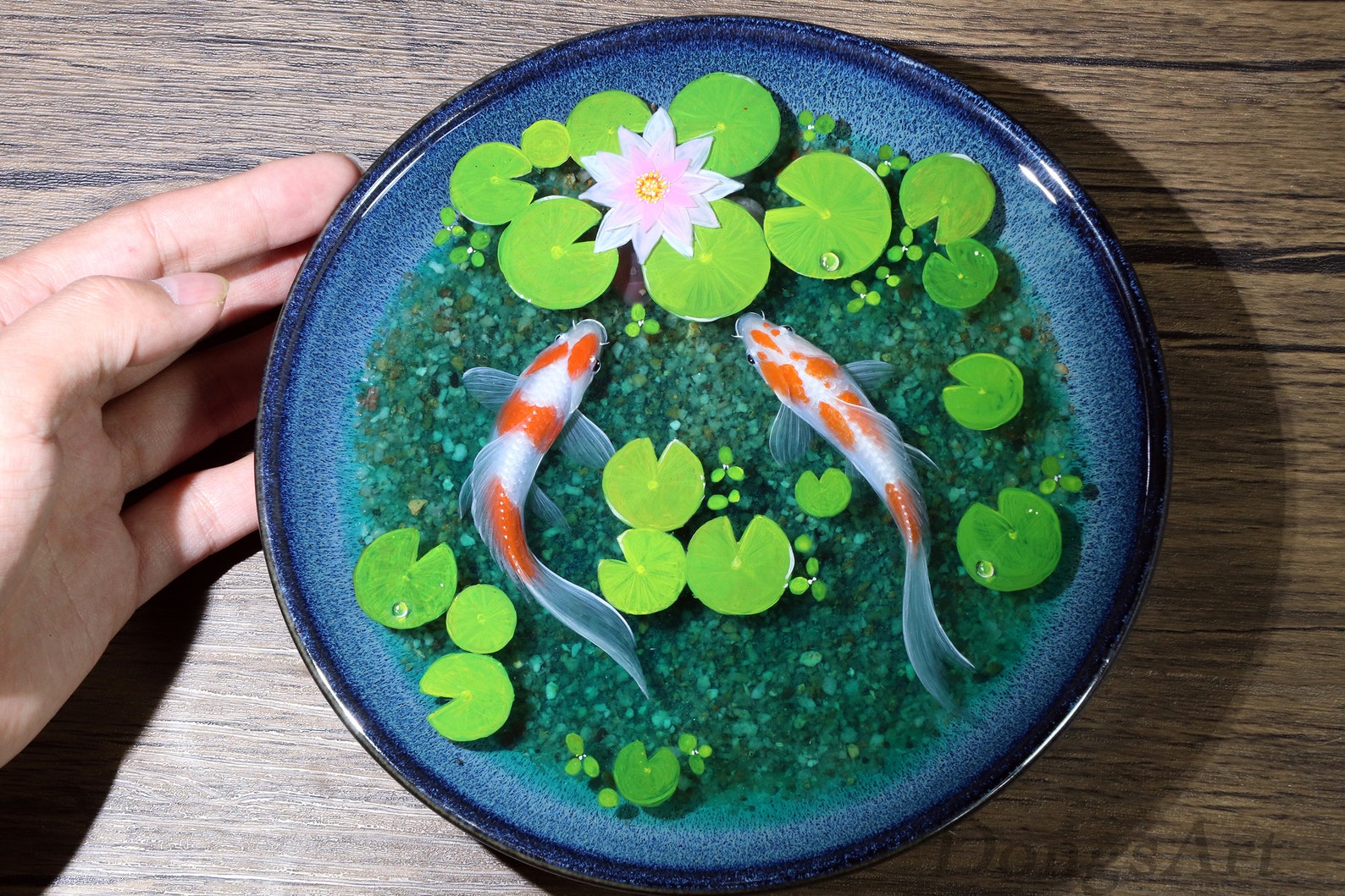 8'' 3D Resin Painting Lotus Aquarium 3D Resin - Etsy