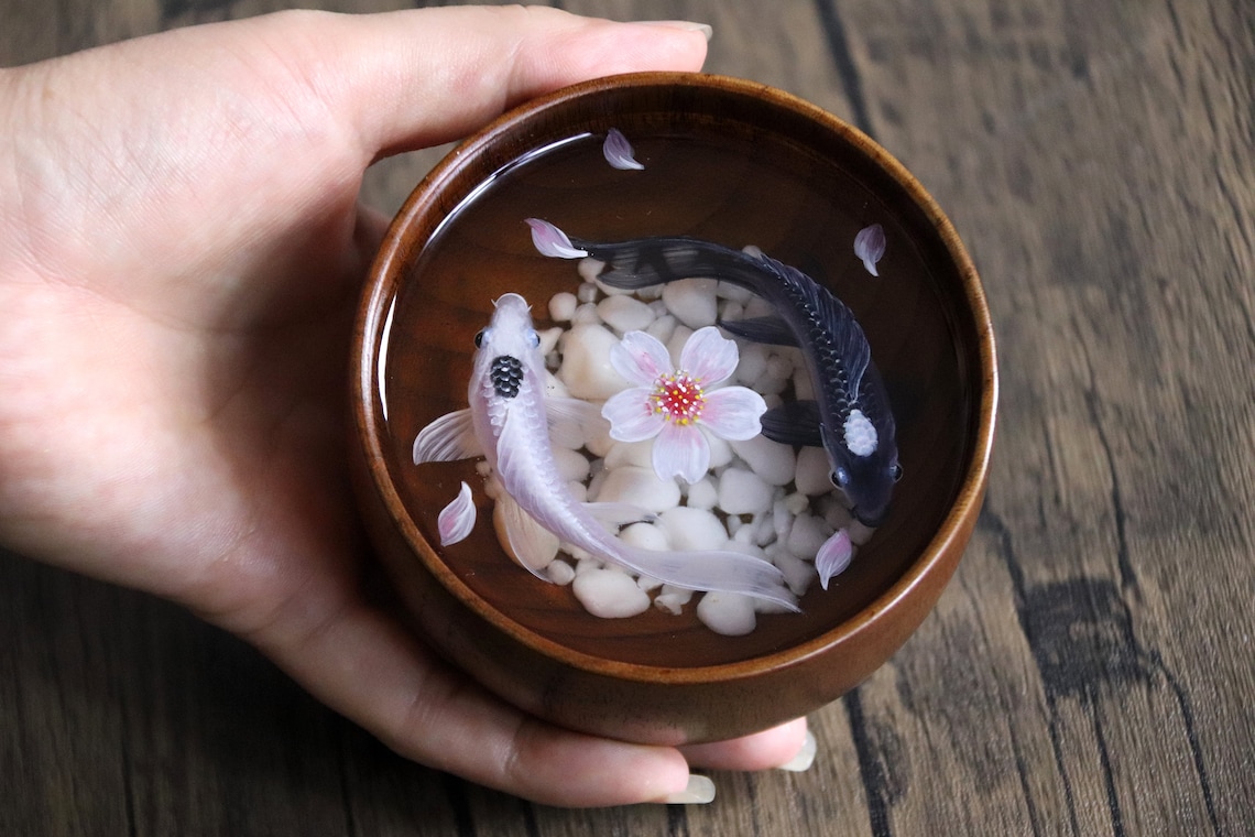 3D Resin Painting Yin Yang Aquarium Resin Painting Kois | Etsy