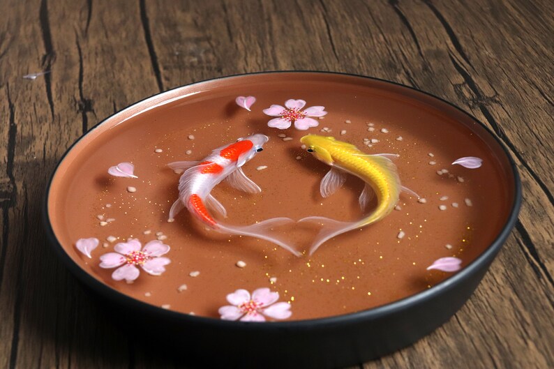 Two Kois Form a Heart Surrounded by Cherry Blossoms Fish - Etsy