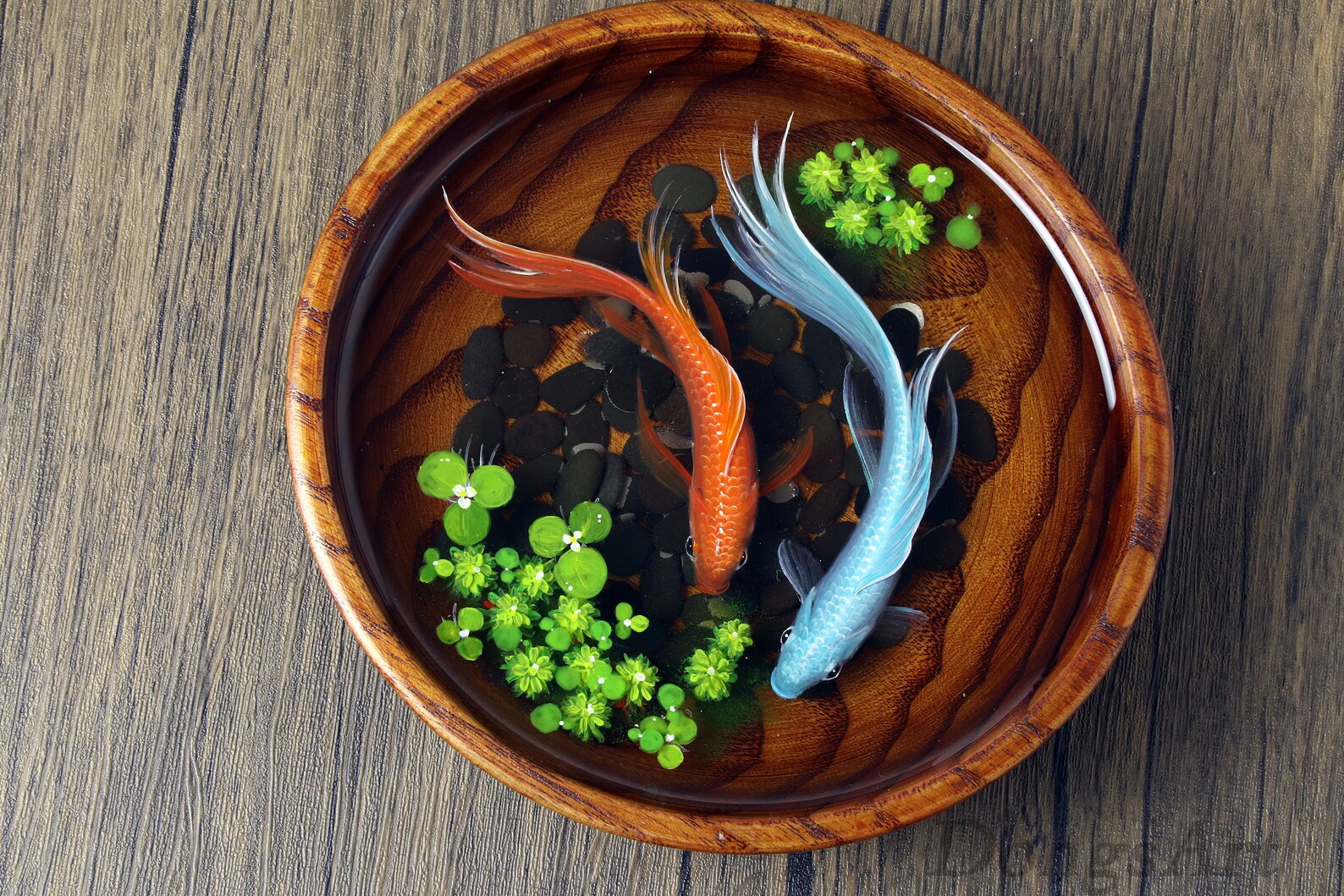 3D Resin Painting Betta, Painting Fish Tank, Resin Craft, Art ...