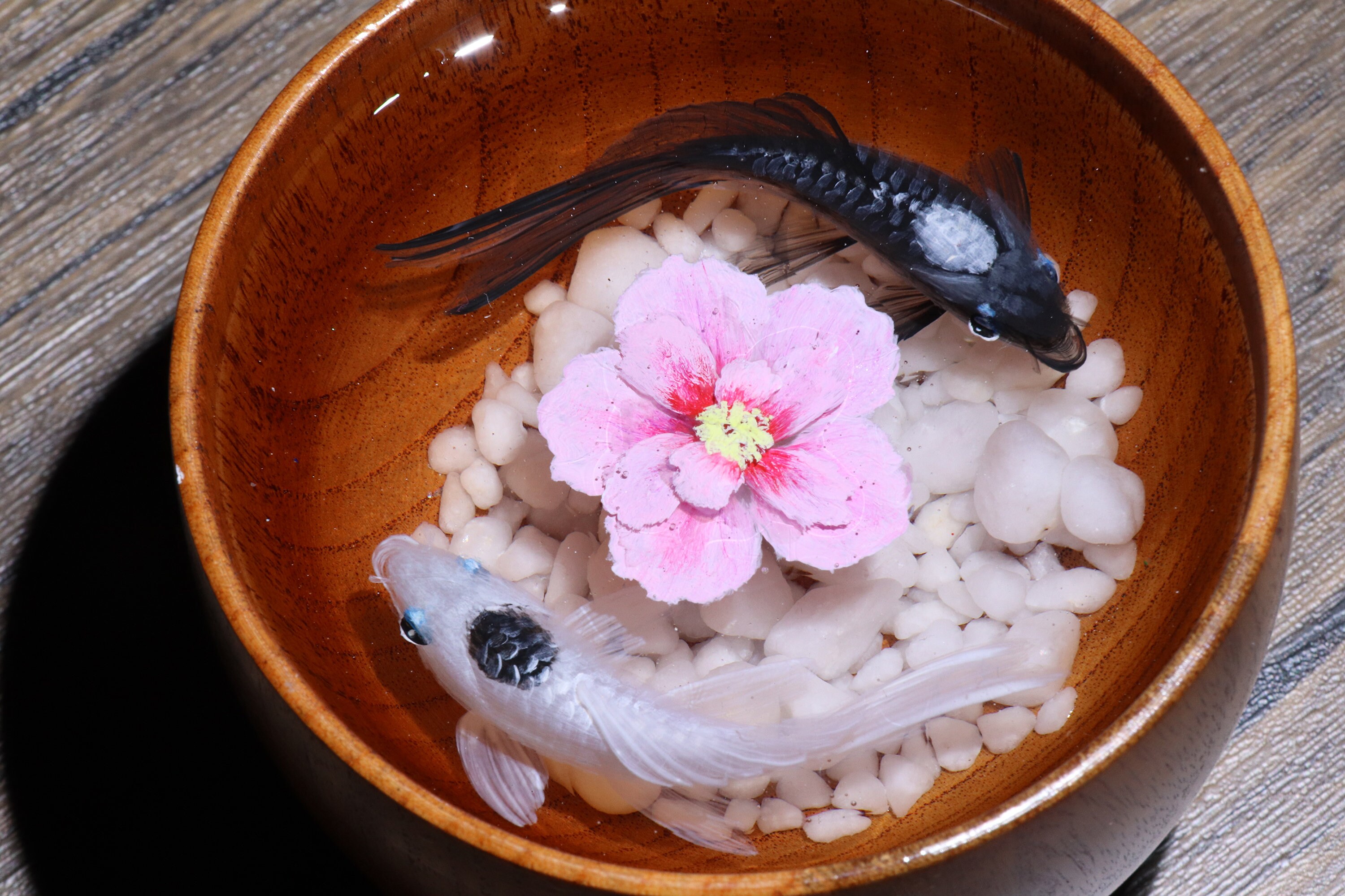 3D Resin Painting Yin Yang Hibiscus Flowers Fish, Resin Painting Flower ...
