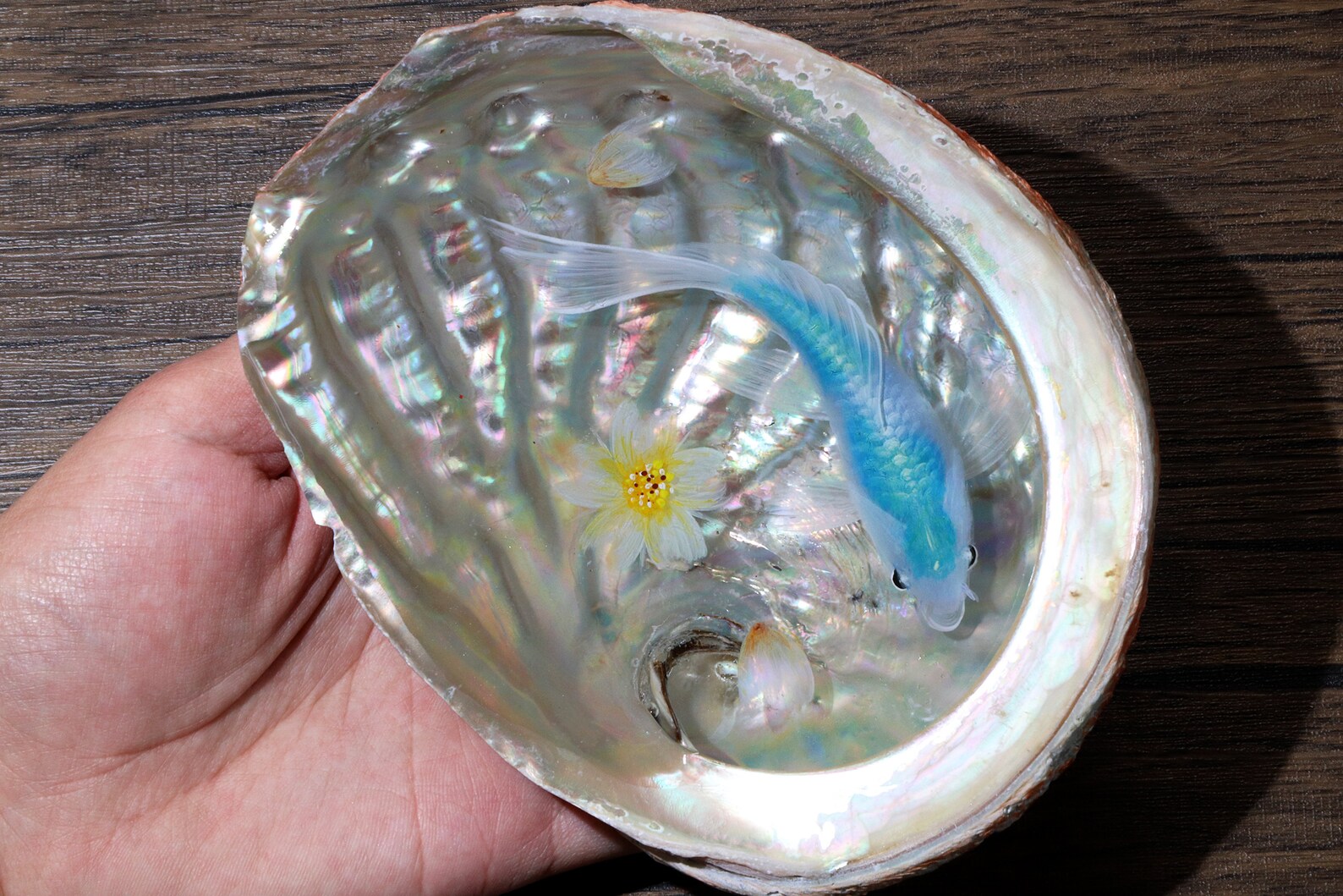 Fish Painting Abalone Shell Painting Koi Blue Koi Lay in - Etsy