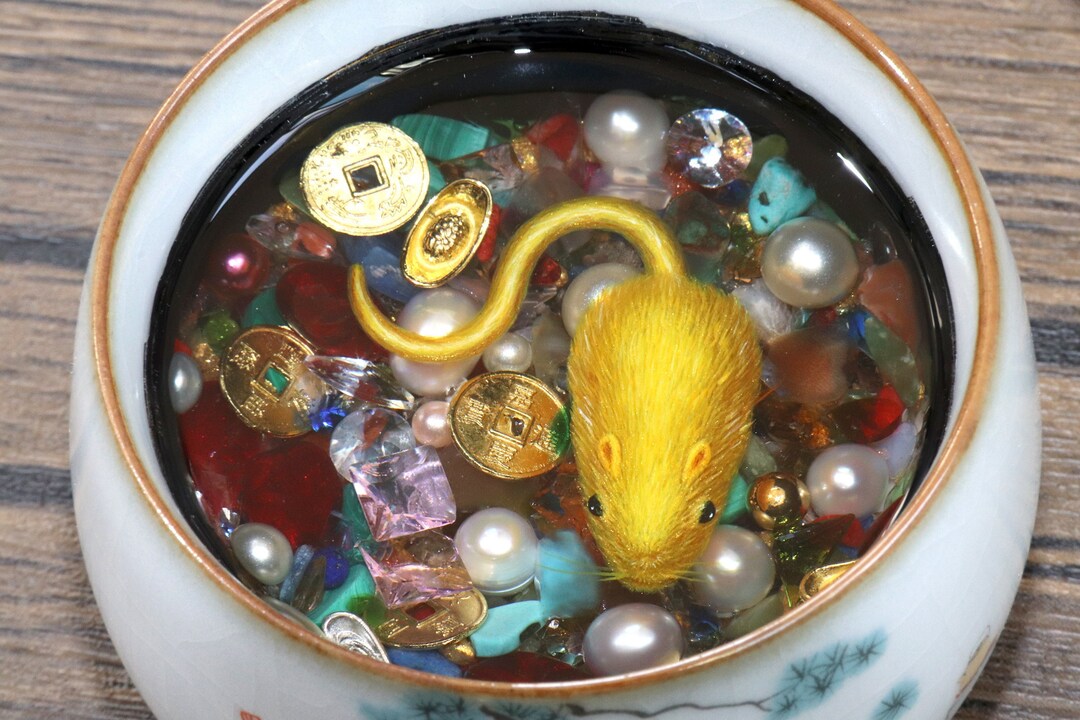 3D Epoxy Resin Painting, 3D Painting Gold Rats/mouse, Painting Art ...