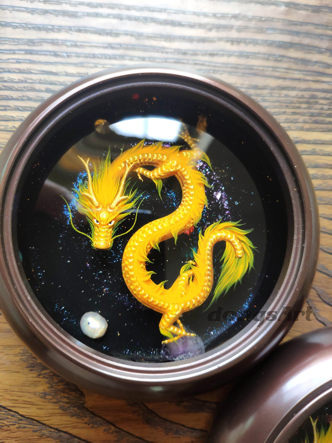 Resin Painting Traditional Golden Dragon in Bowl 3D Resin | Etsy