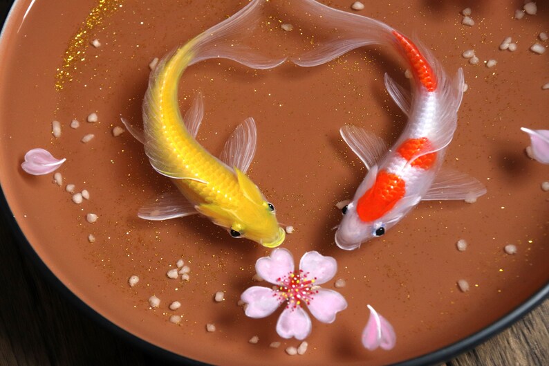 Two Kois Form a Heart Surrounded by Cherry Blossoms Fish - Etsy