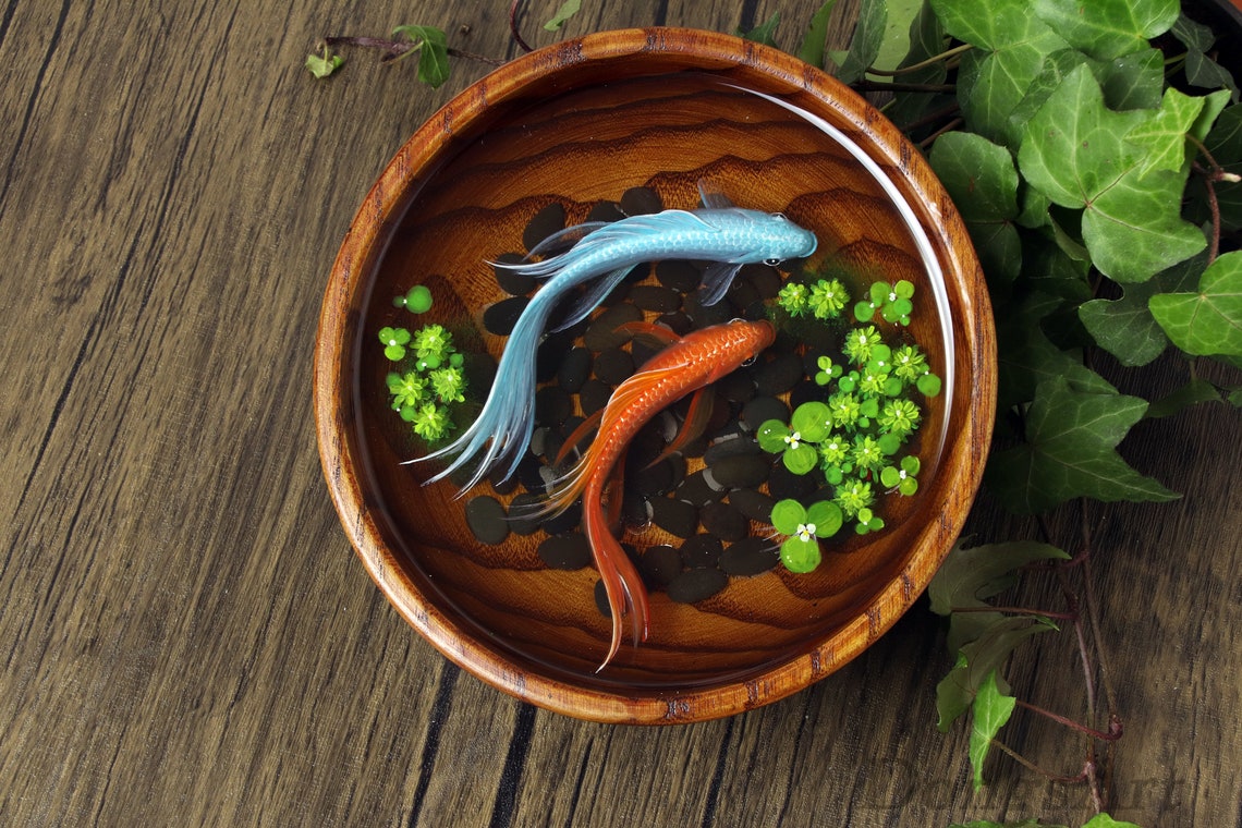 3D Resin Painting Betta Painting Fish Tank Resin Craft Art - Etsy
