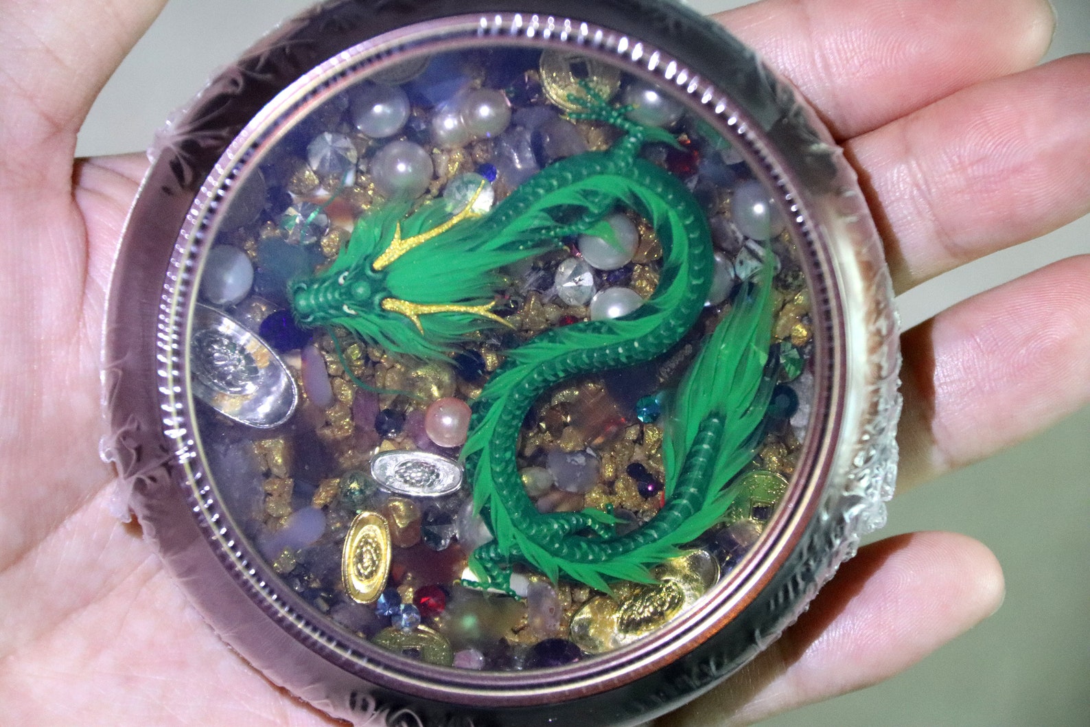 Dragon Painting, Resin Painting Traditional Green Dragon in Bowl, 3D ...