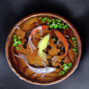 3D Painting Fish Tank, 3D Resin Painting Goldfish and Koi, Painting Art ...