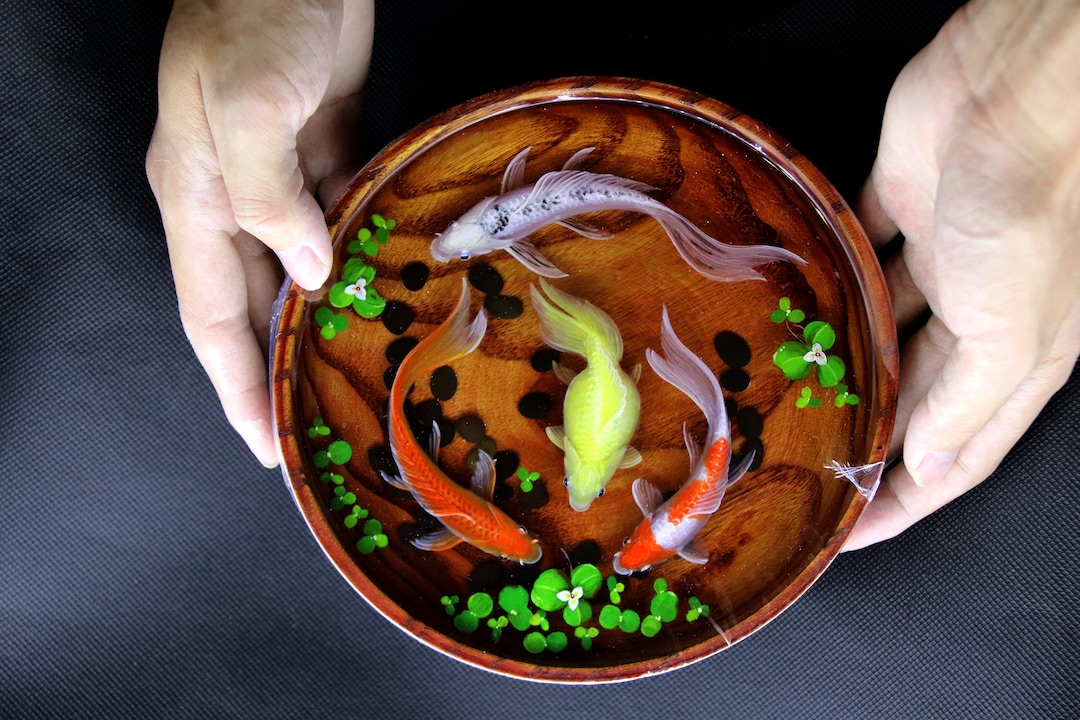 3D Painting Fish Tank, 3D Resin Painting Goldfish and Koi, Painting Art ...