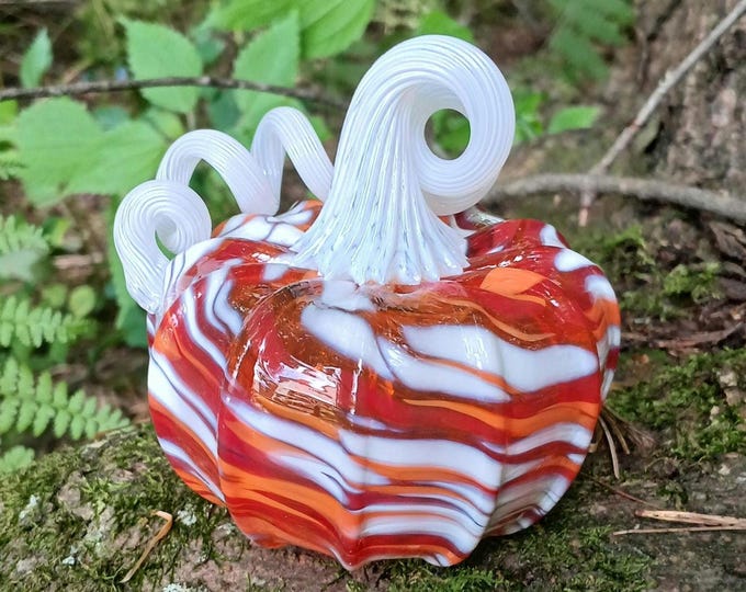 Handblown Glass Pumpkin Mini - Fire Swirl - Etsy