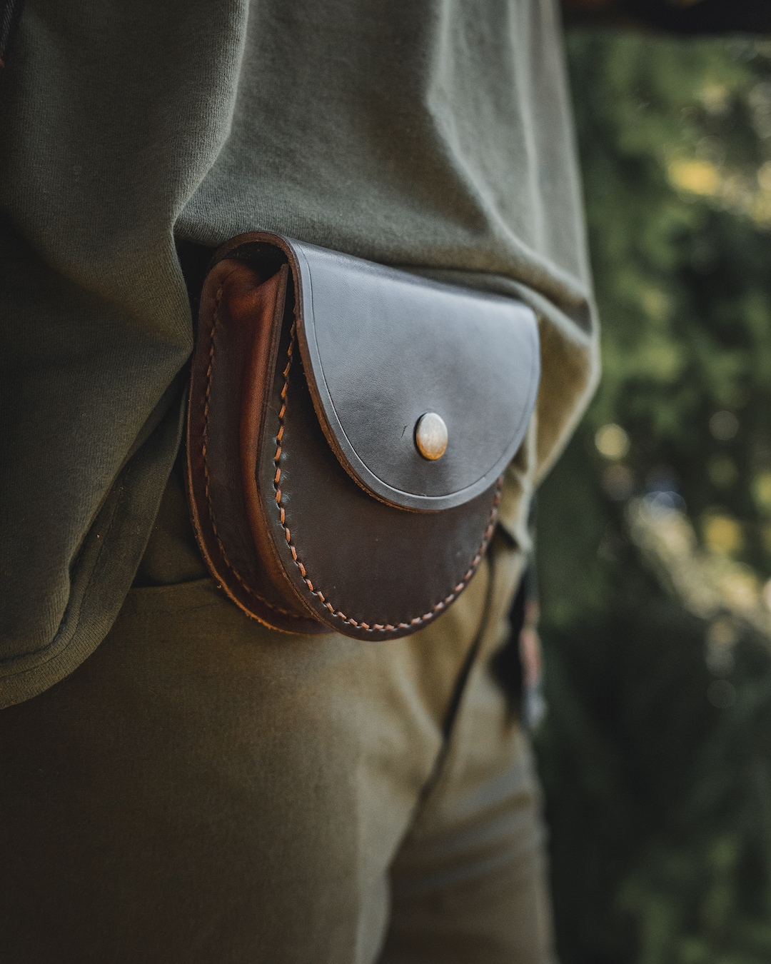 Round Bushcraft Leather Belt Bag for Tin Kits - Tin Included - Etsy