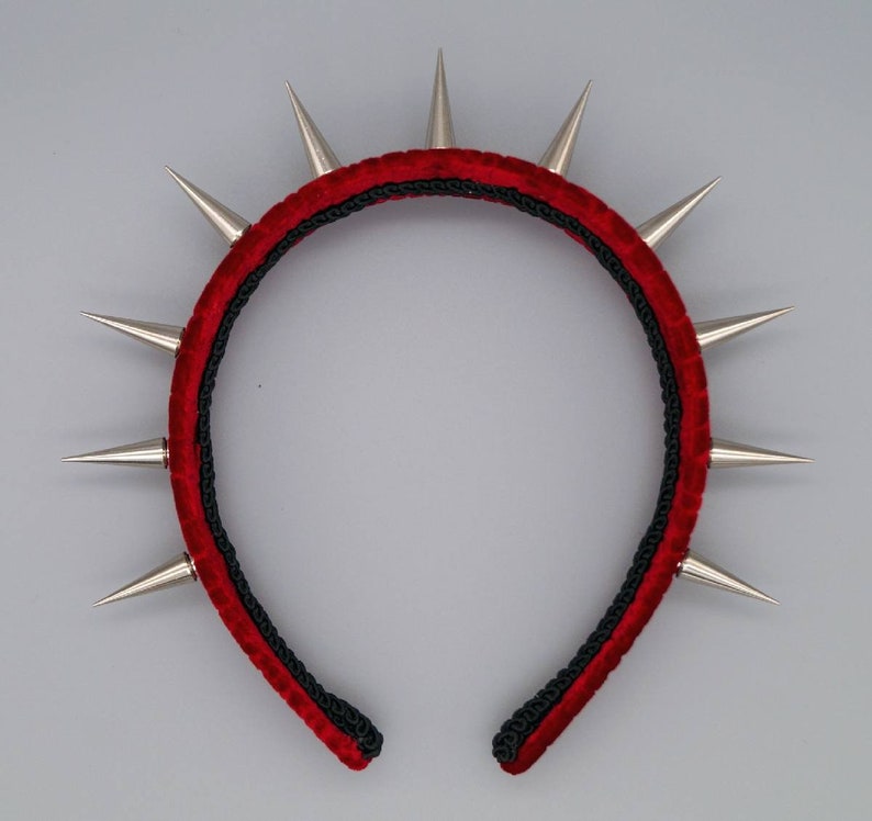 Jeanne Metal Spiked Crown Red Spike Crown Red Velvet - Etsy