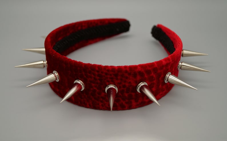 Red Velvet Spiked Crown: Metal Spike Headband - Etsy