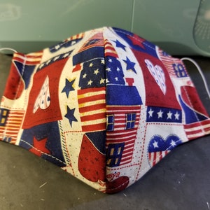 American Flag 3D Fabric Mask Heart Mask Washable Mask Dust | Etsy