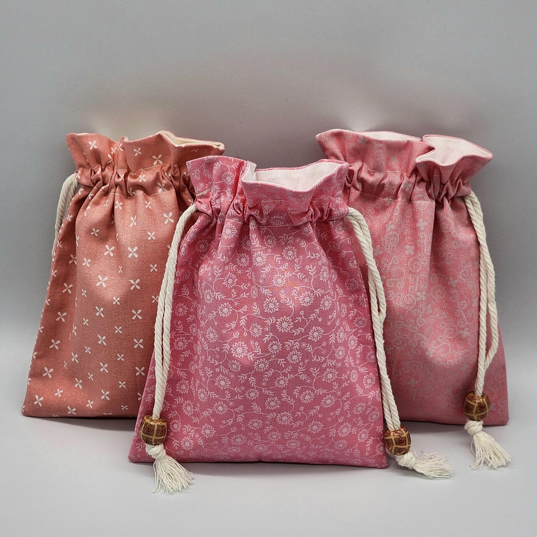 Sweet Pink Drawstring Bag | Fabric Bag | Nature Gift Bag | Toy Bag ...