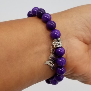 Indigo Jade Bracelet, 8 Mm Bead Bracelet, Charm and Elastic Bracelet ...