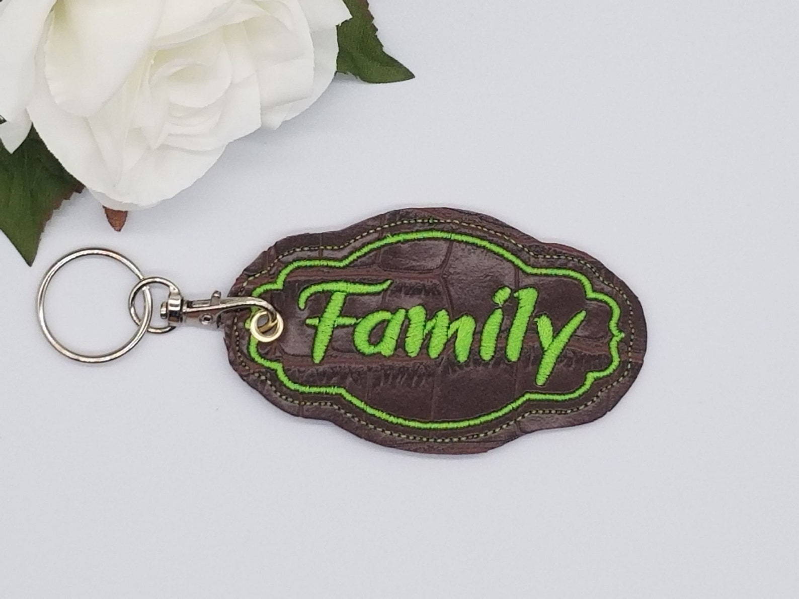 Personalized Leather Keychain Embroidery Named Tag Custom - Etsy