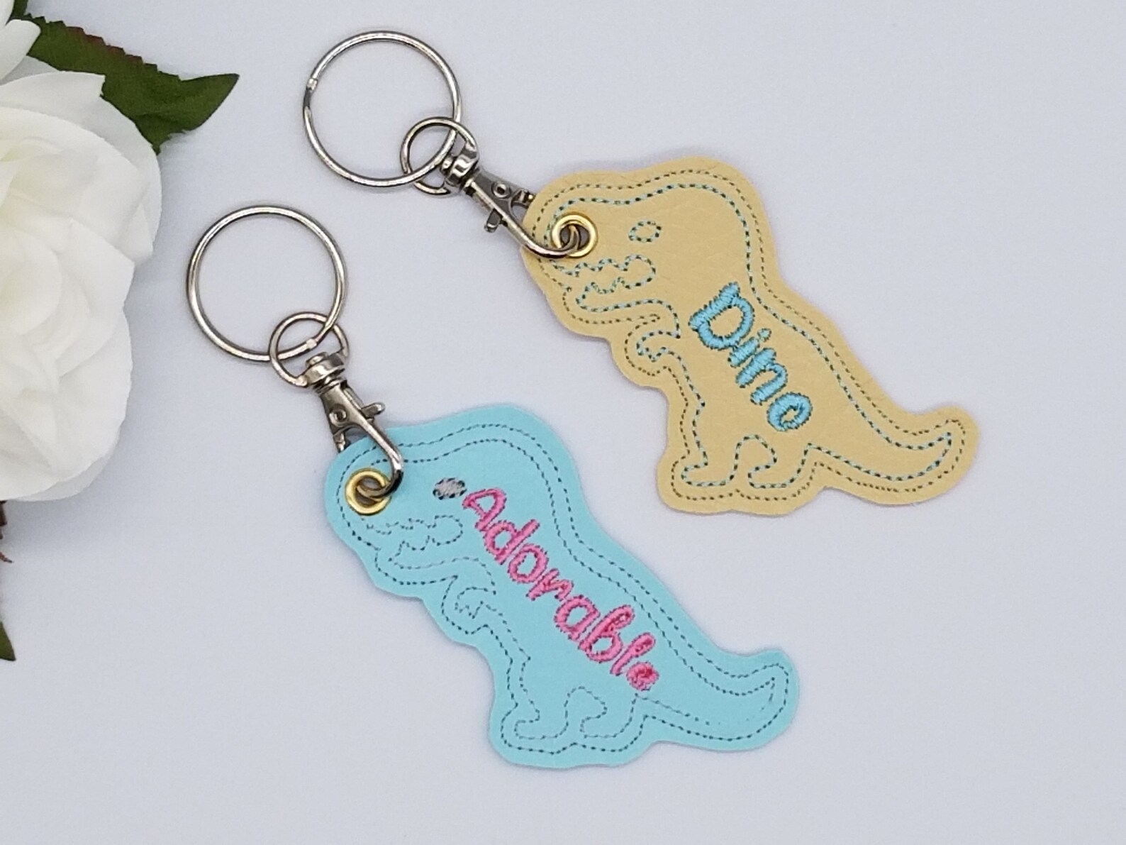 Personalized Animal Keychain Kids Dino Name Tag Custom - Etsy