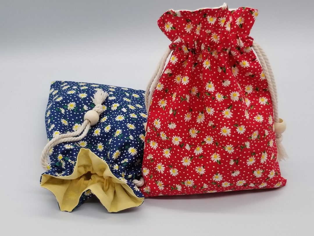Daisy Fabric Drawstring Bag: Cotton Gift, Travel, or Toy Bag - Etsy