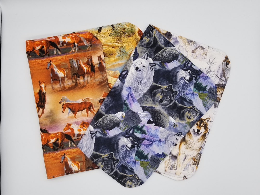 Reversible Placemats for Dining Table, Wolve, Horses, Cotton Washable ...