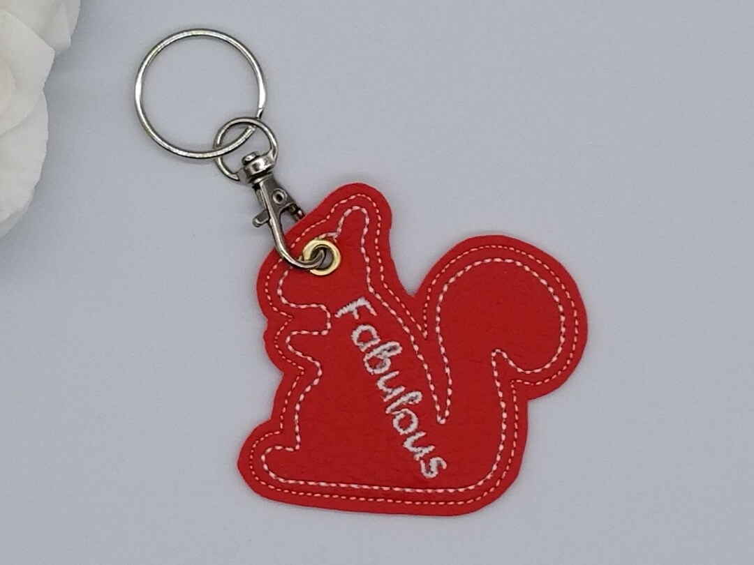 Personalized Animal Keychain, Kids Squirrel Name Tag, Custom Embroidery ...