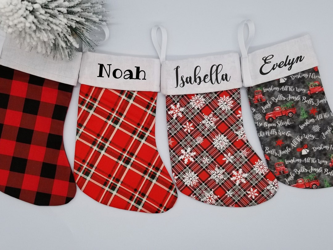 Mini Personalized Plaid Christmas Stockings | Small Stocking | Kids ...