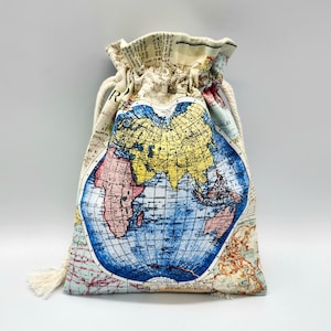 World Map Drawstring Fabric Gift Bag | Map Gift Bag | Toy Bag ...