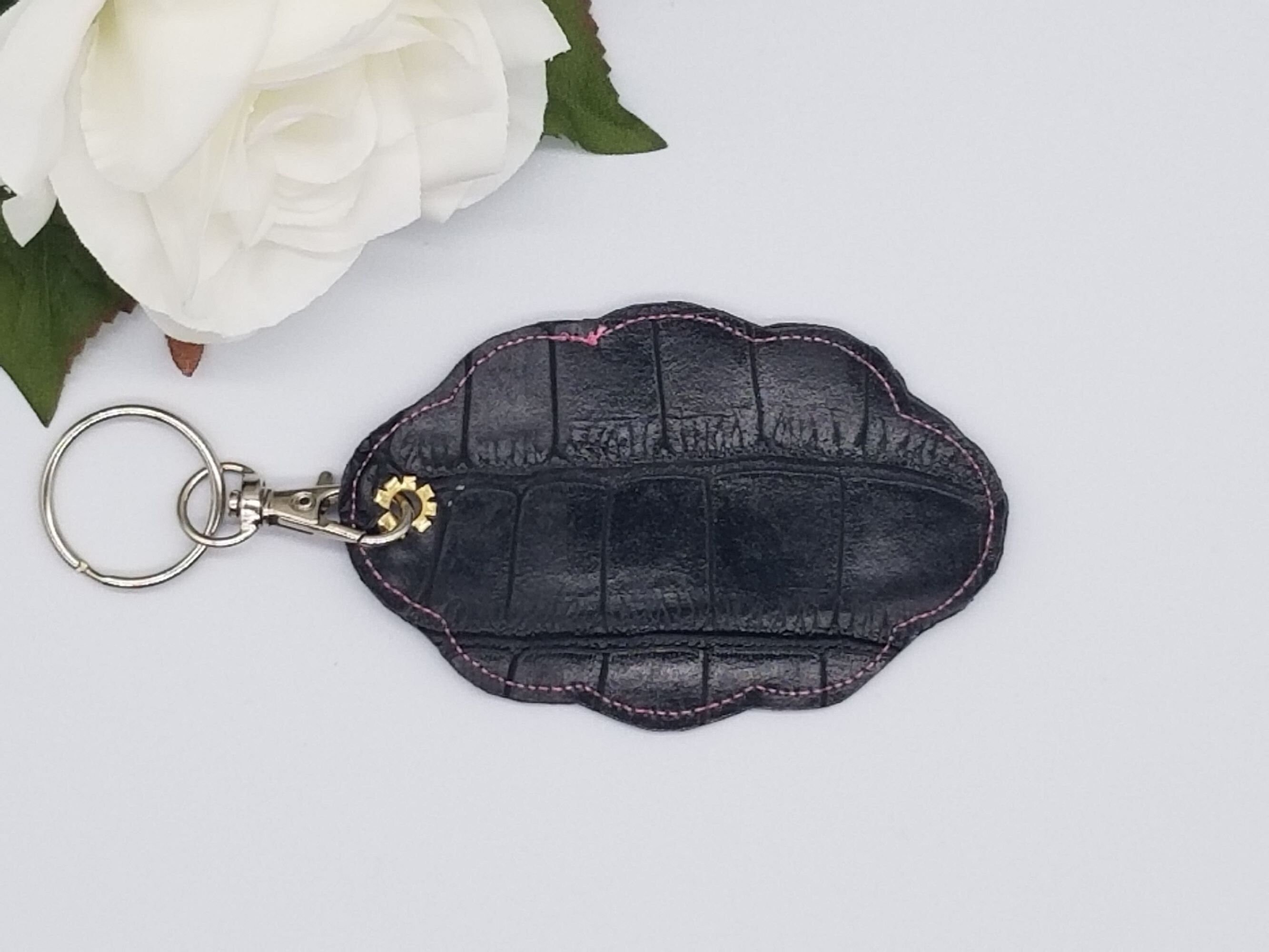 Personalized Leather Keychain Embroidery Named Tag Custom | Etsy