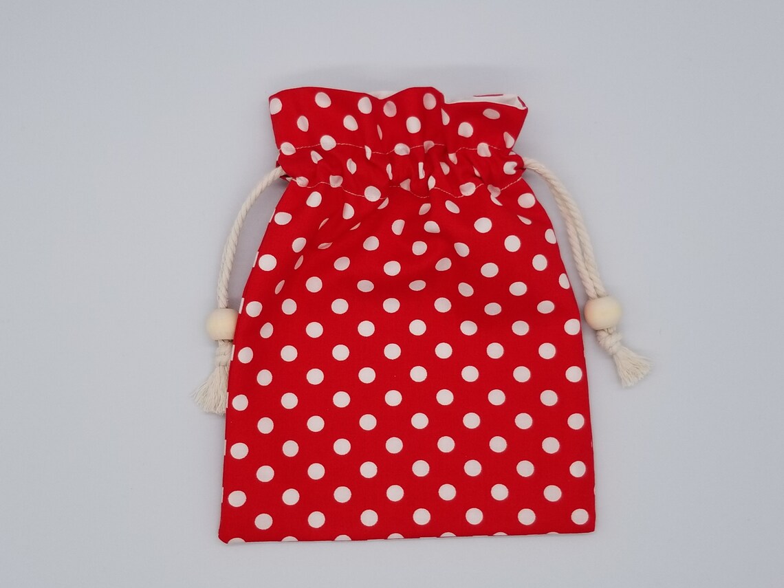 Red Polka Dot Drawstring Bag: Cotton Gift, Travel, or Jewelry Bag - Etsy