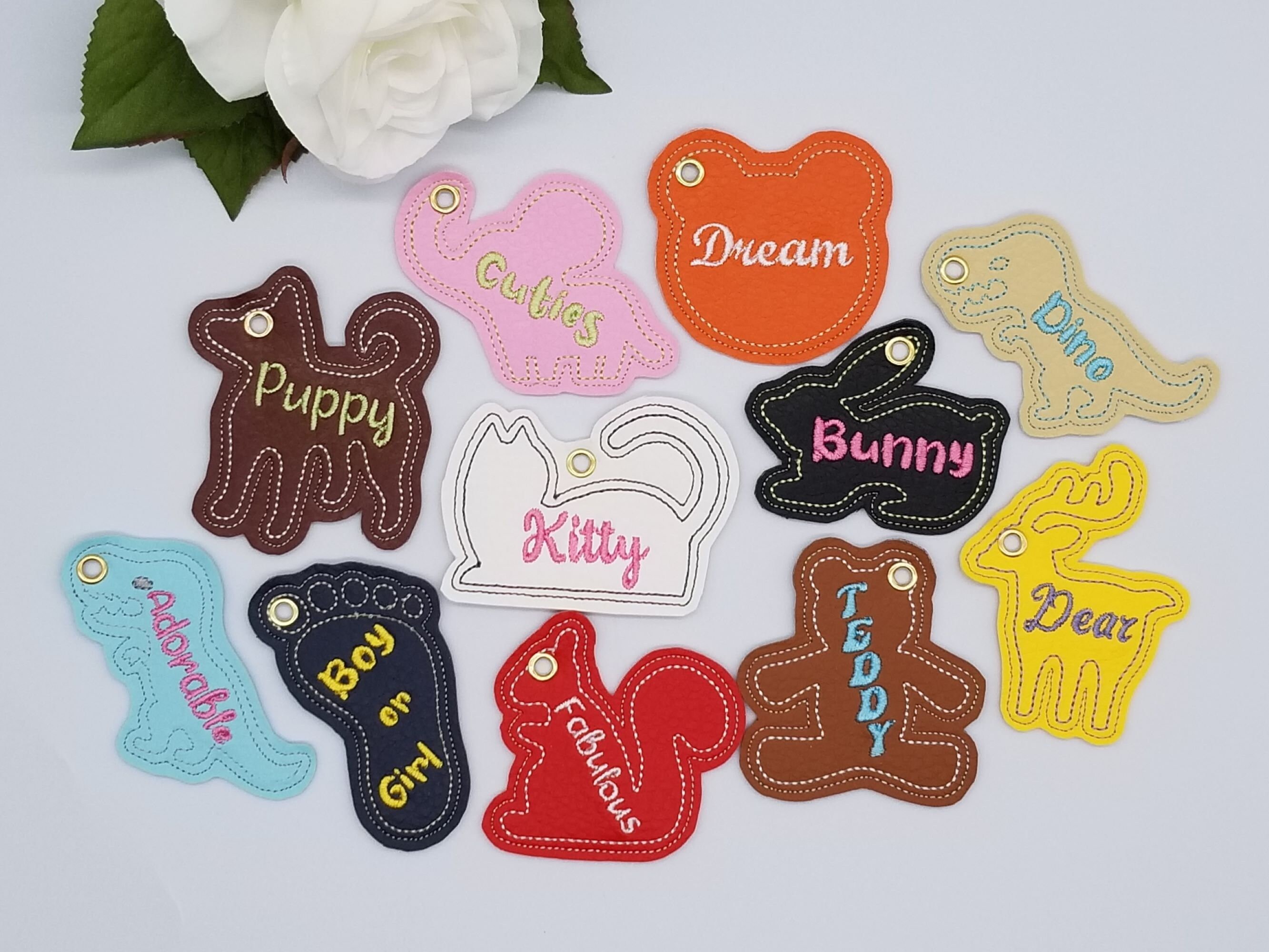 Personalized Animal Keychain Kids Teddy Bear Name Tag Custom | Etsy