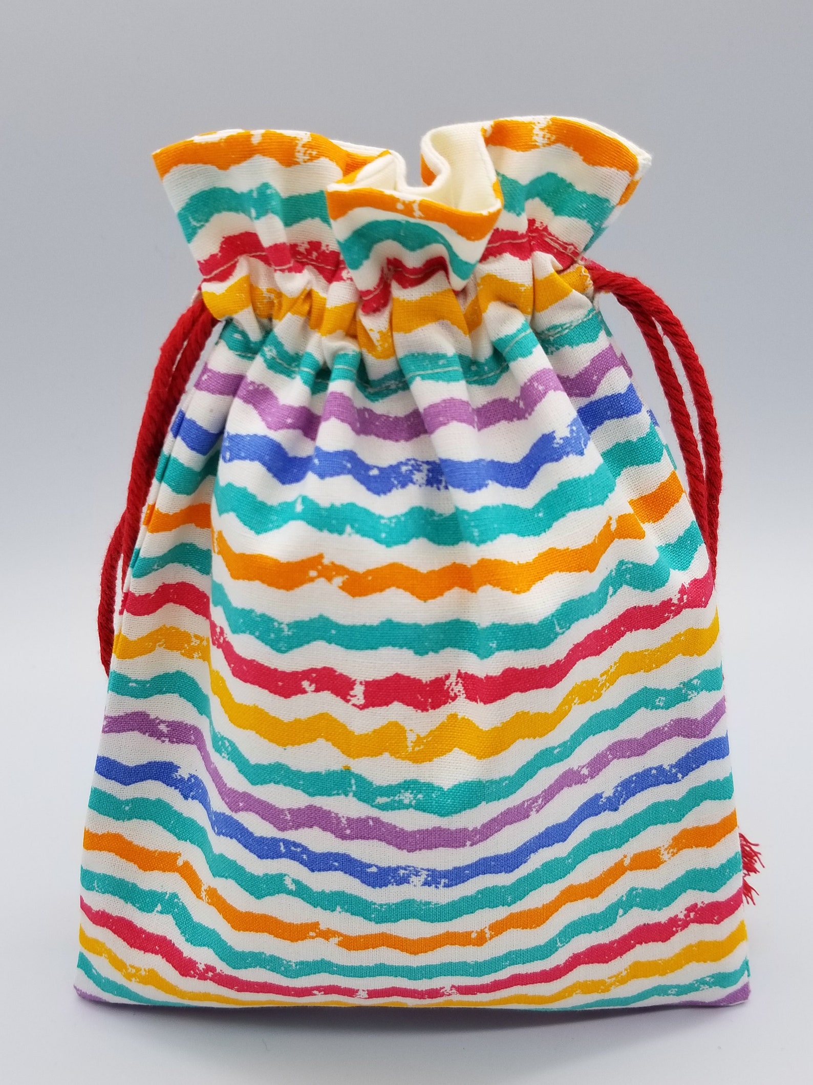 Reusable Drawstring Bag Gingham and Color Line Bag 2-layer - Etsy