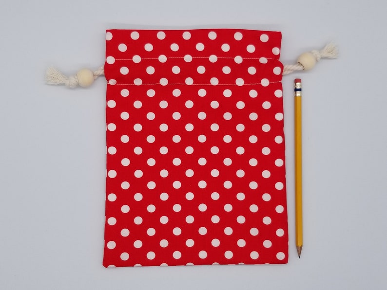 Red Polka Dot Drawstring Bag: Cotton Gift, Travel, or Jewelry Bag - Etsy