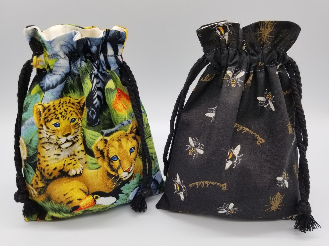 Reusable Drawstring Bag | Bee and Wild Animal Bag | 2-layer Toy Bag ...