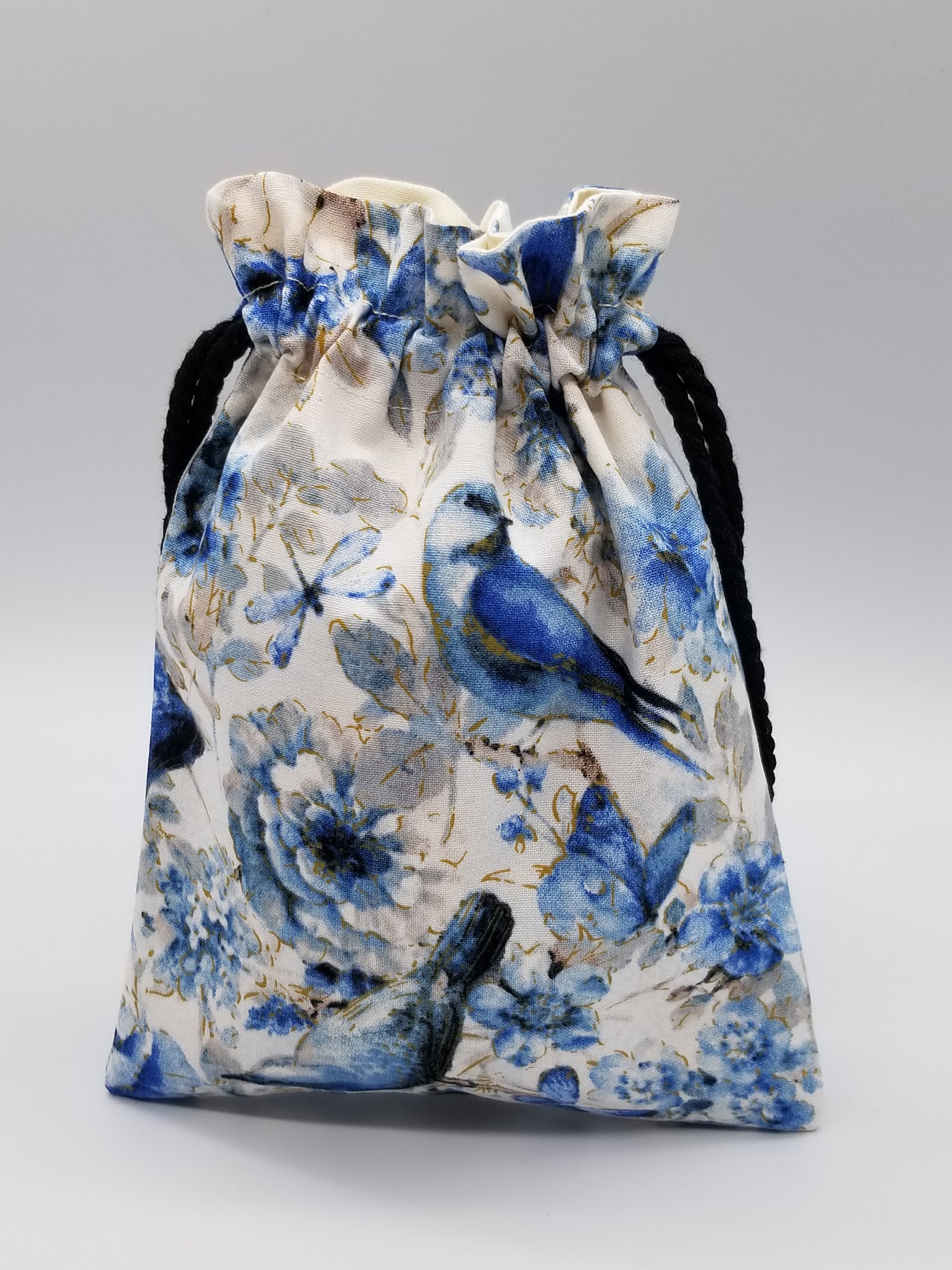 Reusable Drawstring Bag Blue Bird and Butterflies Bag | Etsy