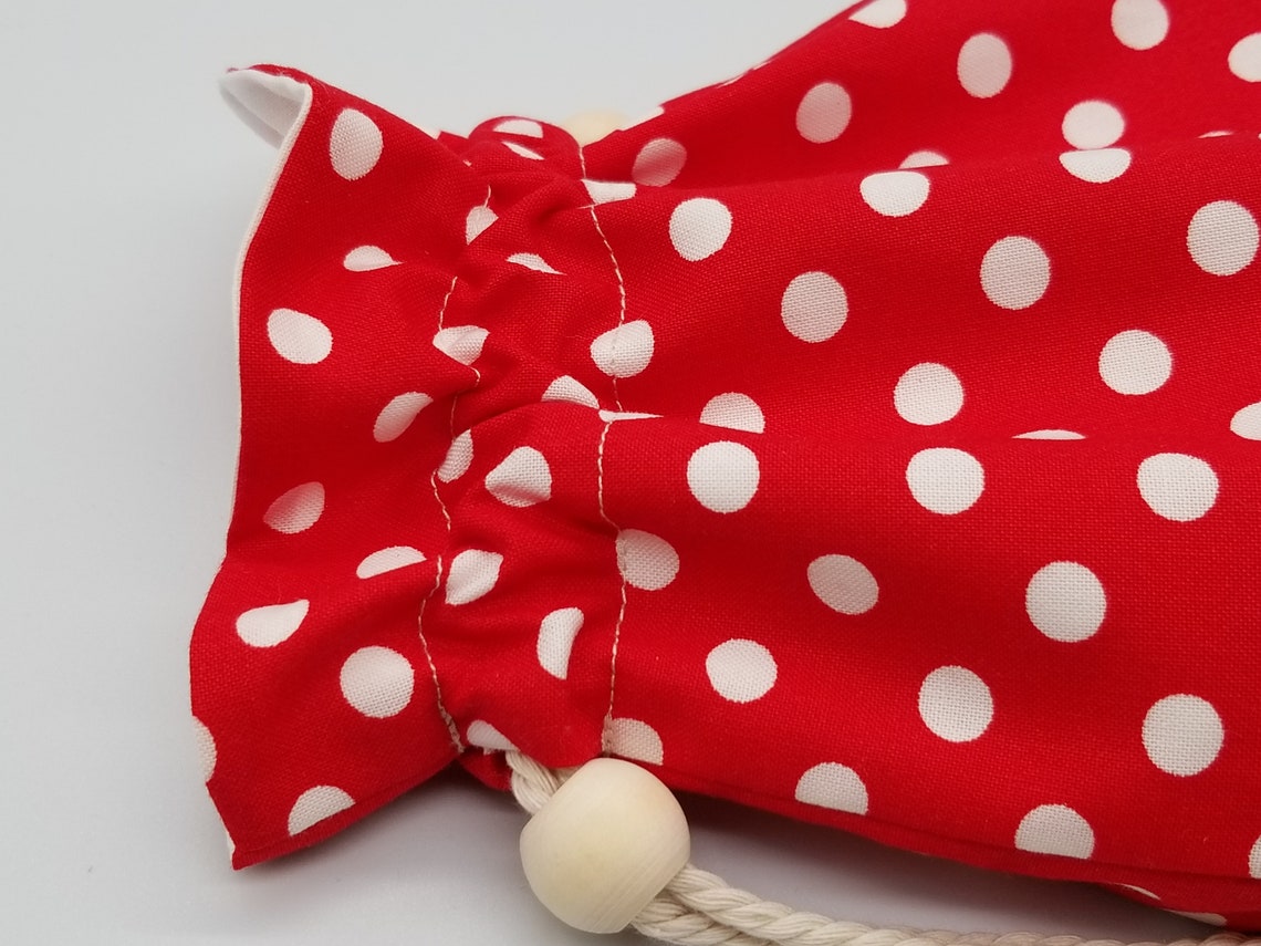 Red Polka Dot Drawstring Bag: Cotton Gift, Travel, or Jewelry Bag - Etsy