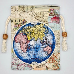 World Map Drawstring Fabric Gift Bag | Map Gift Bag | Toy Bag ...