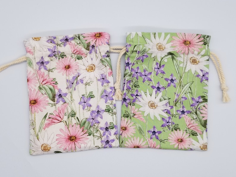 Floral Cotton Drawstring Bag: Reusable Travel Toiletry Bag - Etsy