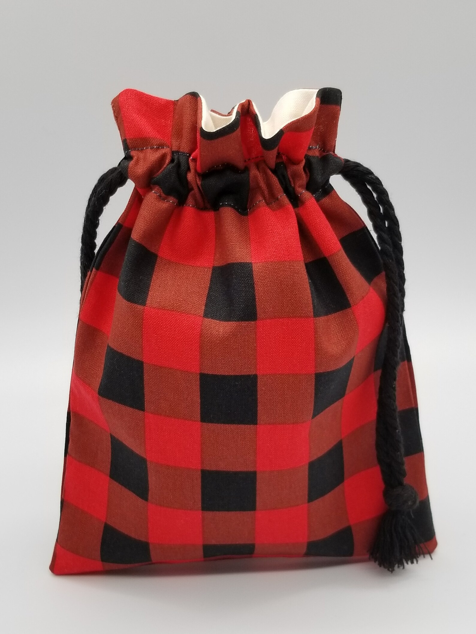 Reusable Drawstring Bag Gingham and Color Line Bag 2-layer - Etsy