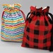 Reusable Drawstring Bag Gingham and Color Line Bag 2-layer - Etsy