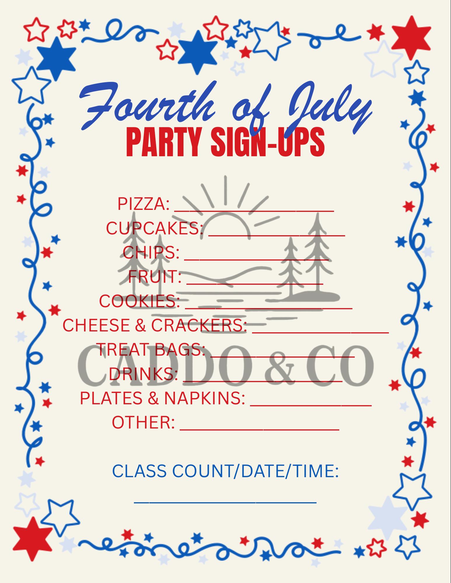School Party Sign Ups - Etsy