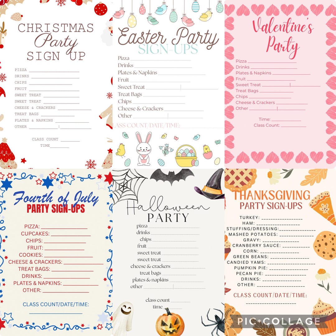 School Party Sign Ups - Etsy