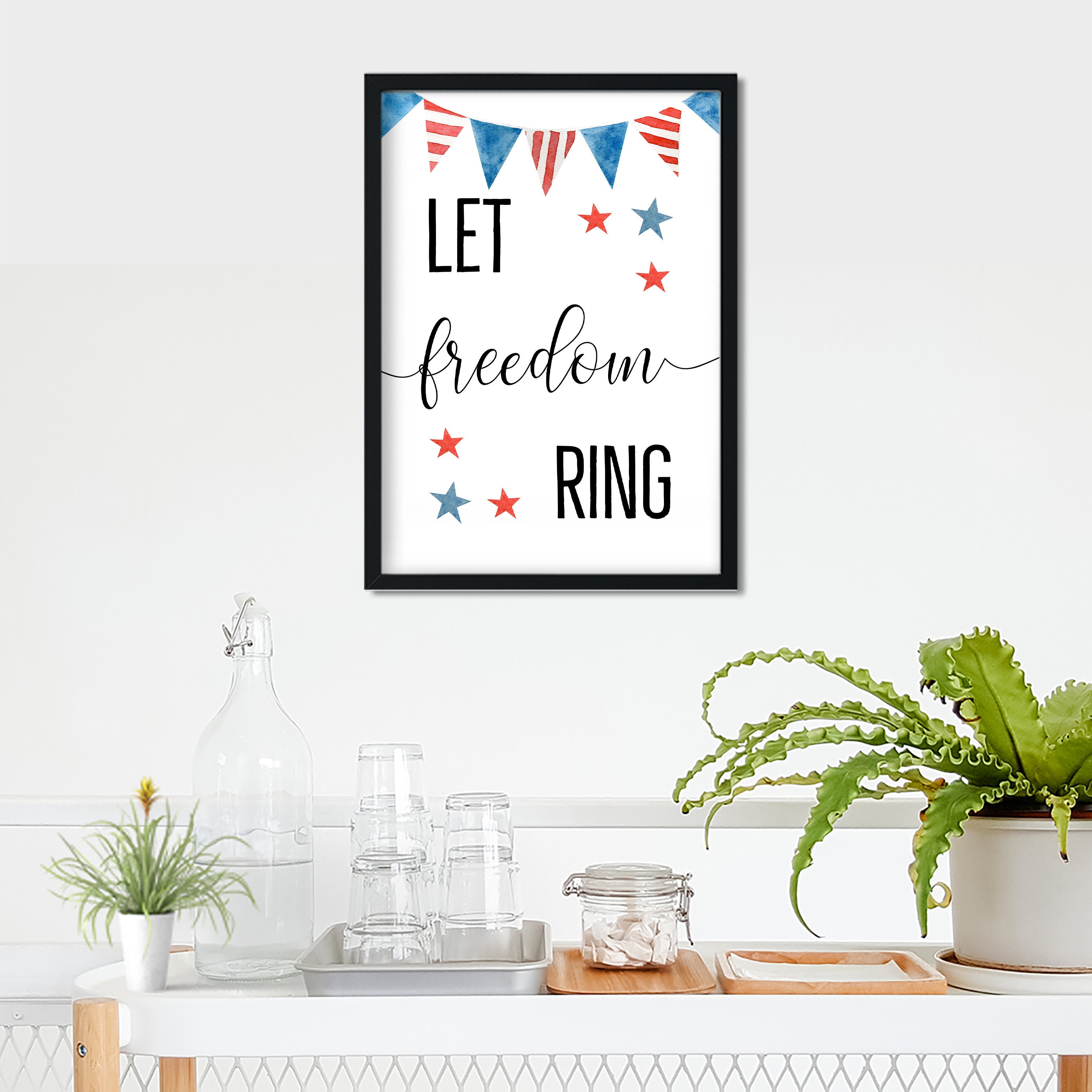 Let Freedom Ring Stars and Stripes Digital Download Art Print | 4th of ...