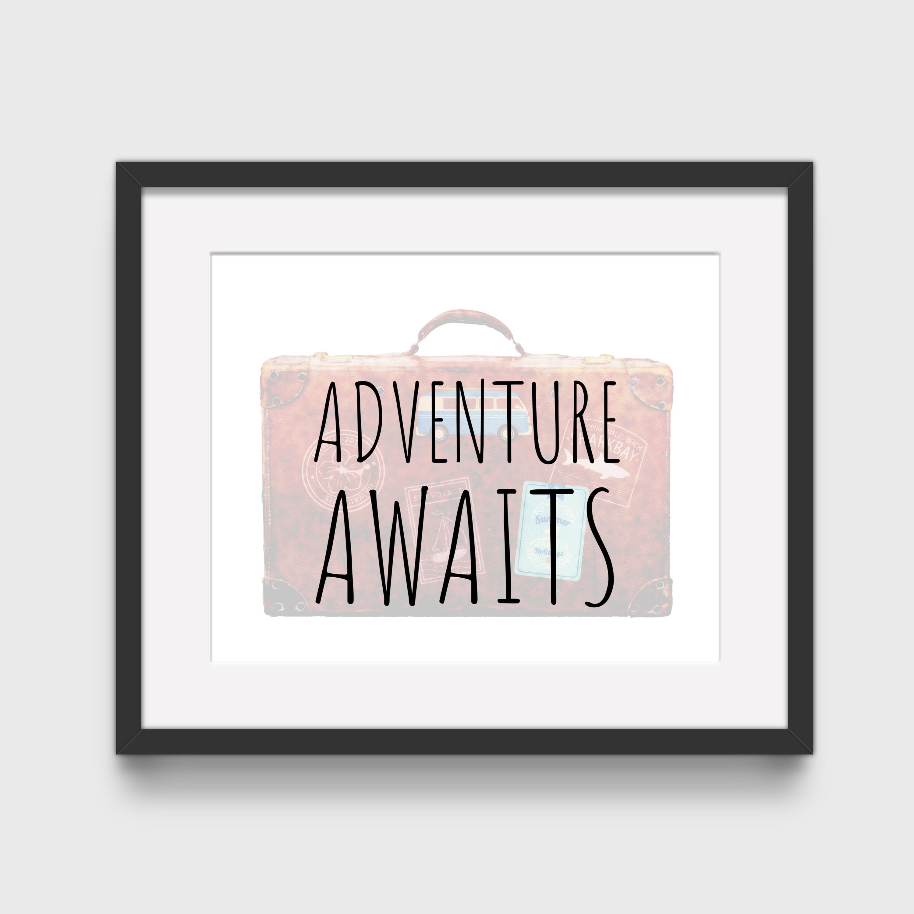 Adventure Awaits Suitcase Travel Quote Horizontal Printable Digital ...