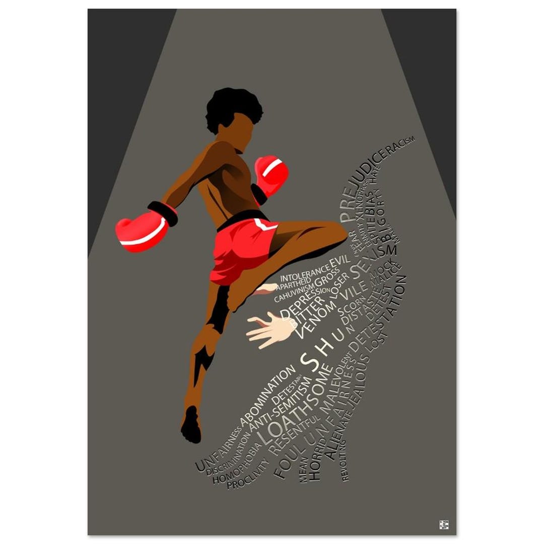 Black Martial Artist Metal Print, Fighting Hate Art - Etsy