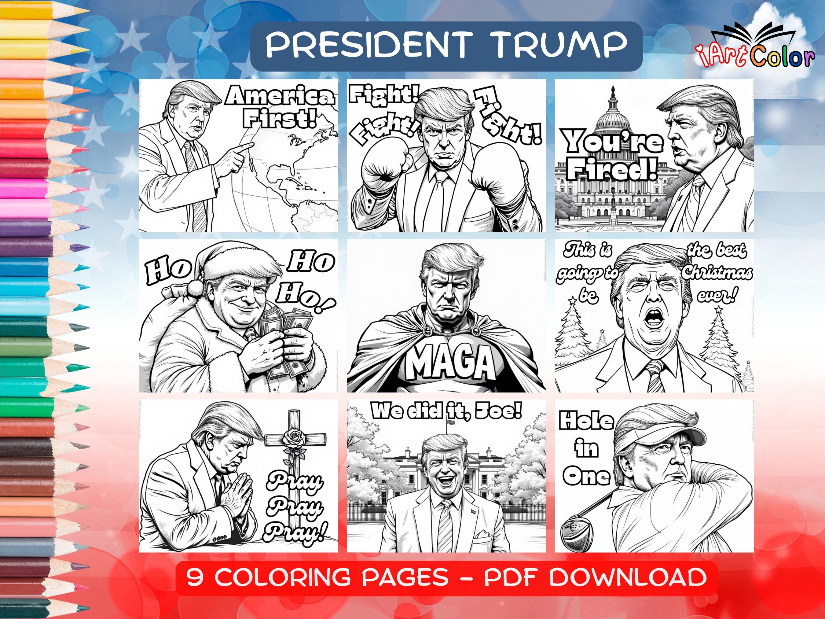 President Trump | Trace and Color Donald Trump Coloring Book | 9 Fun ...