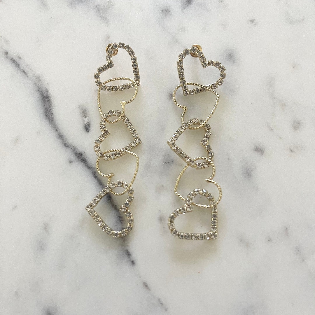 Pendientes de corazón largos colgantes / Pendientes de declaración de ...