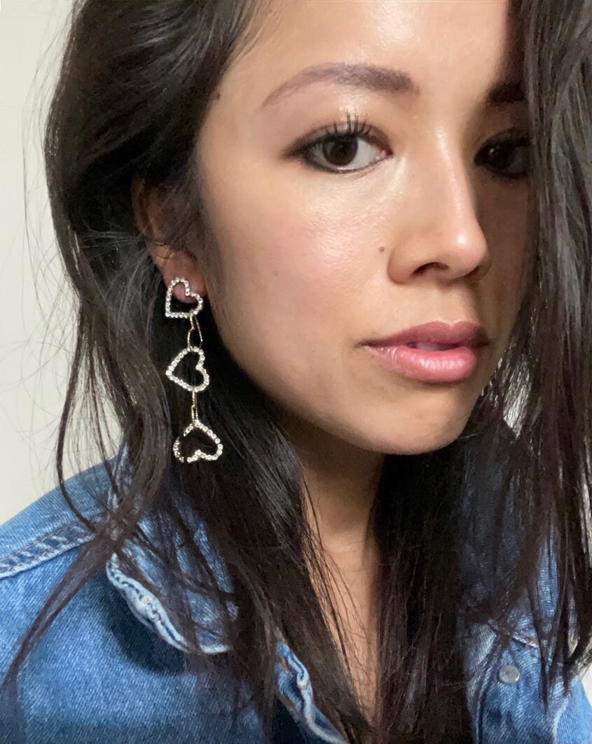 Pendientes de corazón largos colgantes / Pendientes de declaración de ...