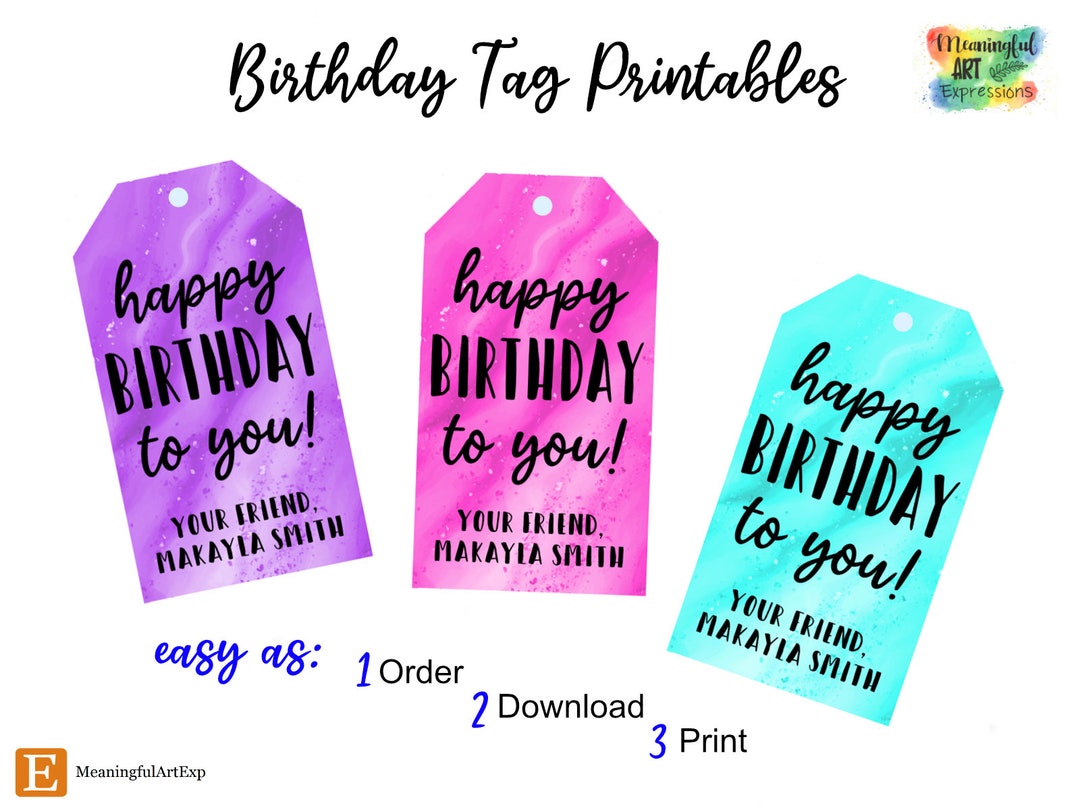 Birthday Tags Printable TO FROM TAGS Girl - Etsy