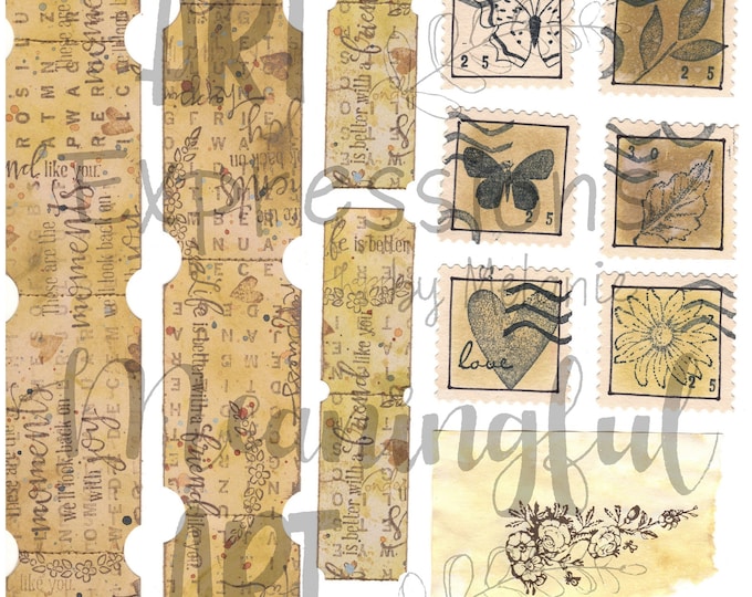 Old Postage Stamps, Faux, Junk Journal, Printable, Ephemera, Collage ...